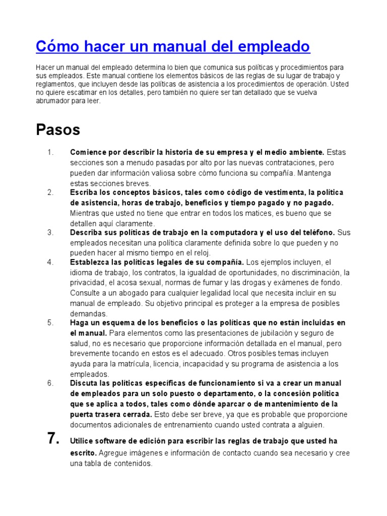 Cómo Hacer Un Manual Del Empleado | Internet | Red mundial