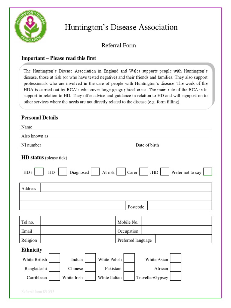 HDA Referral Form For Professionals | PDF | Homosexuality | Lesbian