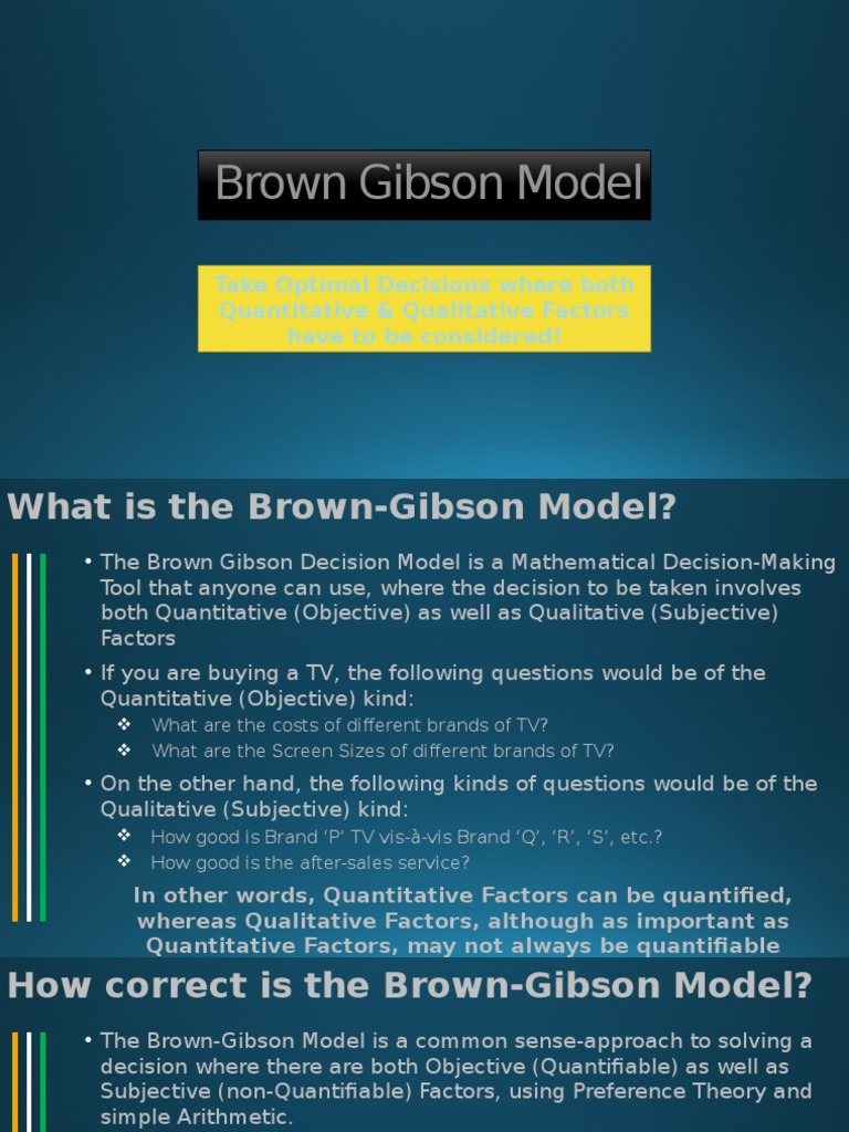 Brown-Gibson Model For Better Decisions | PDF | Laptop | Tablet Computer