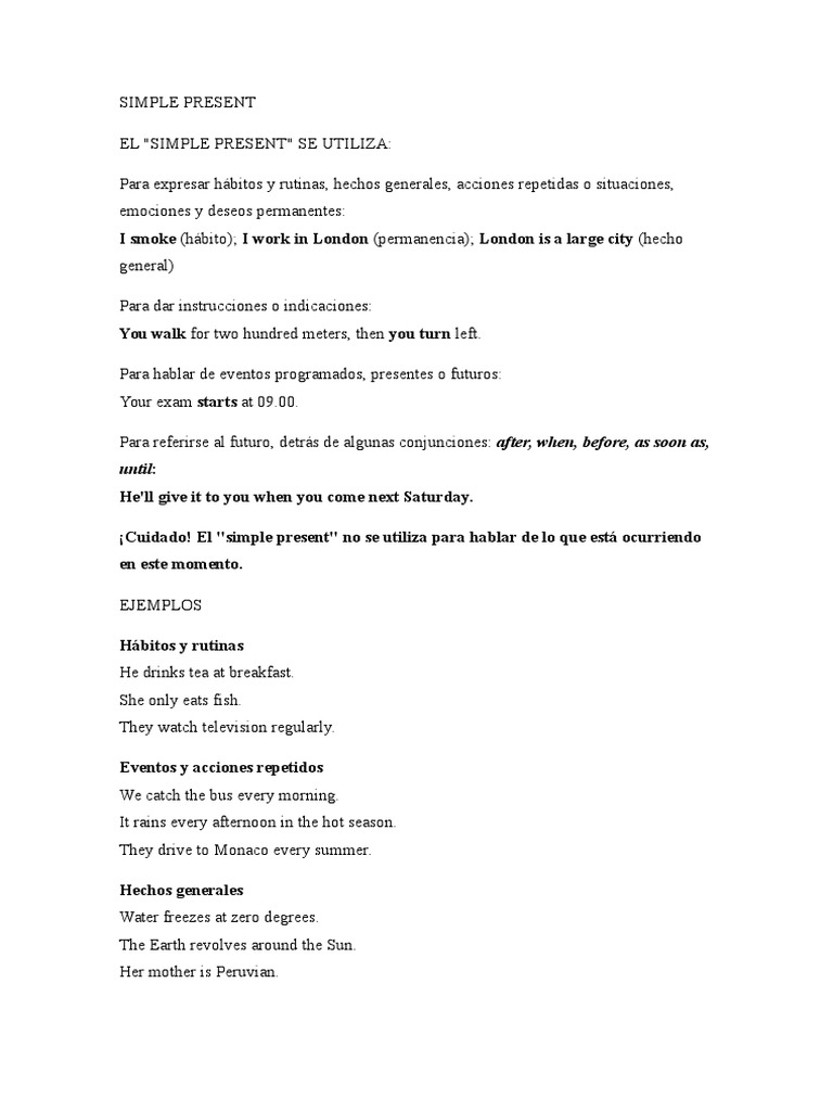 Simple Present Teoria | PDF