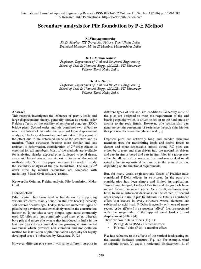 P Delta Analysis | PDF | Deep Foundation | Beam (Structure)