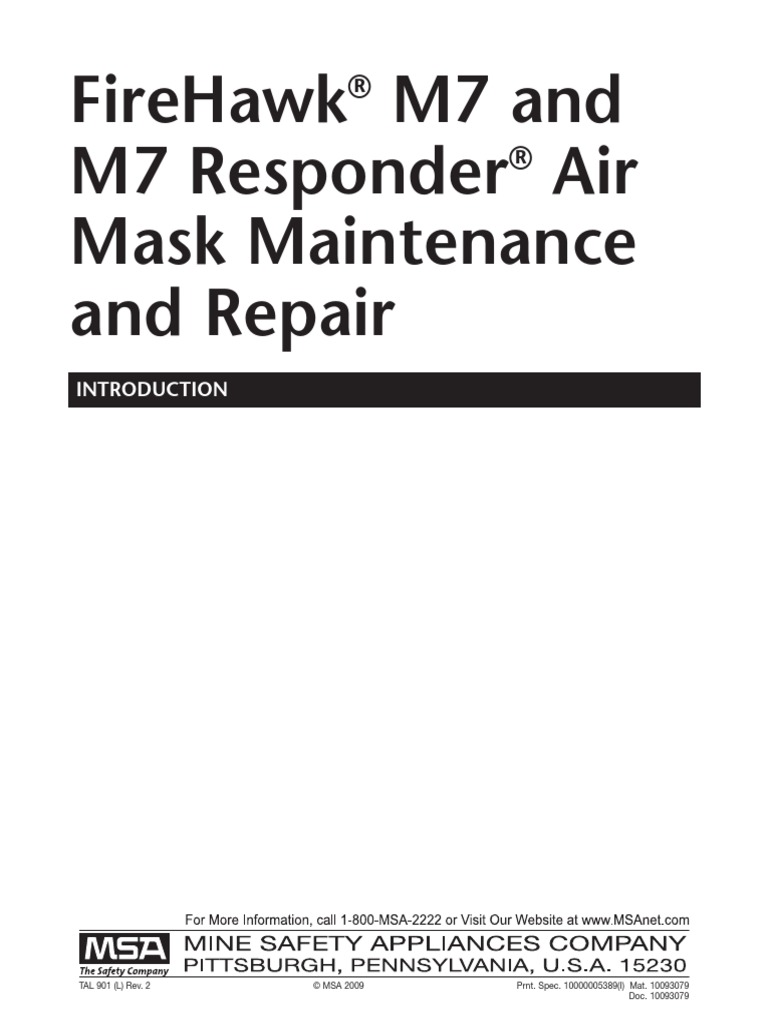 Firehawk M7 and M7 Responder Air Mask Maintenance and Repair | PDF