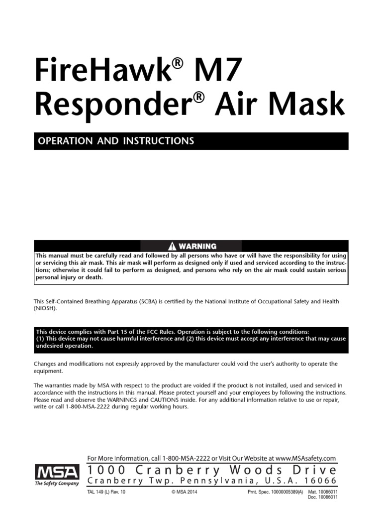 FireHawk M7 Responder Instruction Manual - EN PDF | PDF