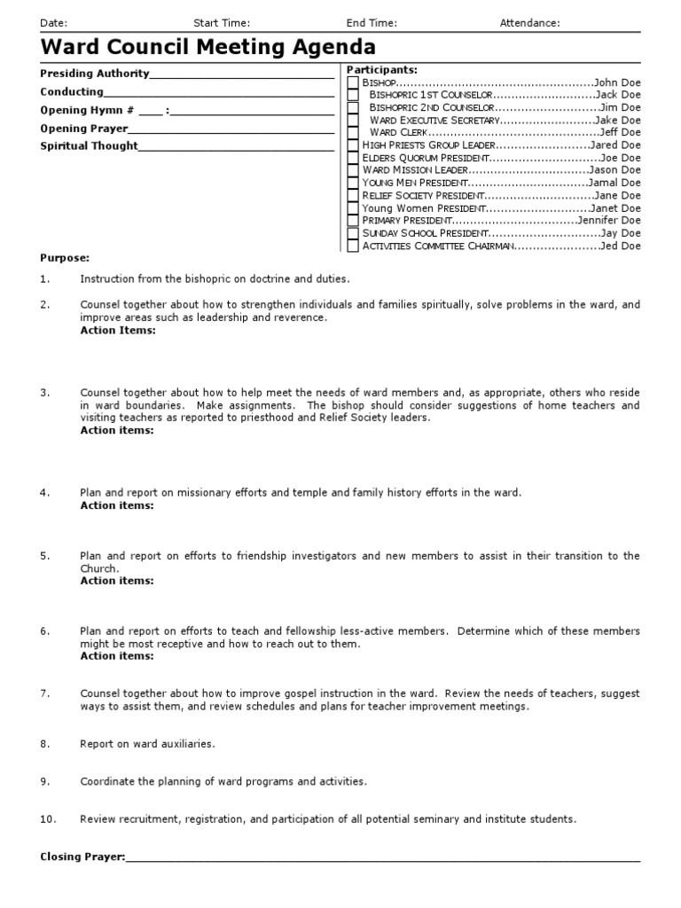 Template Wardcouncil Agenda | PDF