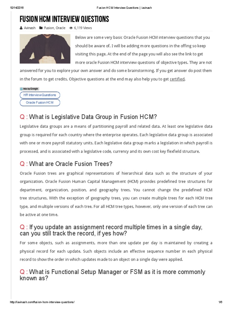 Fusion HCM Interview Questions - Iavinash | PDF | Accrual | Business