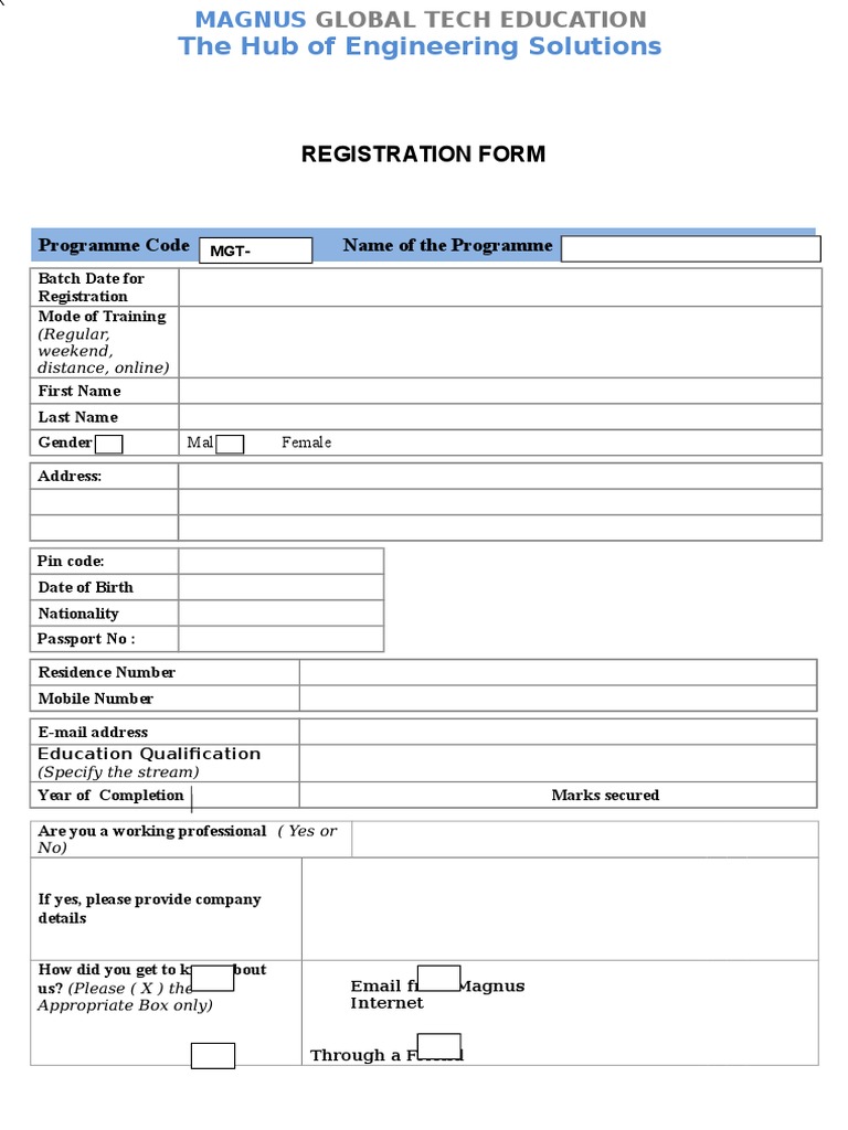 MGT Training Program Registration Form | PDF