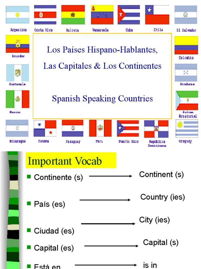 PowerPoint Paises Hispanohablantes Capitales y Continentes | PDF ...