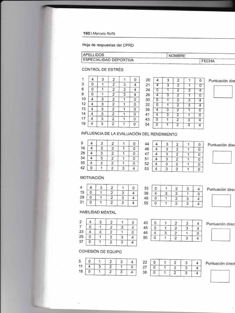 Hoja de Respuestas del Test CPRD | PDF