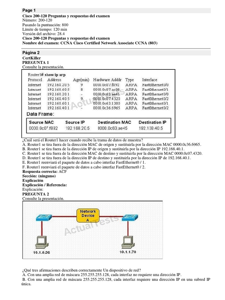 Cisco 200-120 Preguntas Y Respuestas Del Examen PDF | Descargar gratis PDF | Enrutador ...