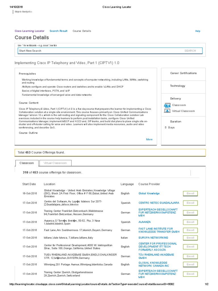 Course Details: Implementing Cisco IP Telephony and Video, Part 1 (CIPTV1) 1.0 | PDF
