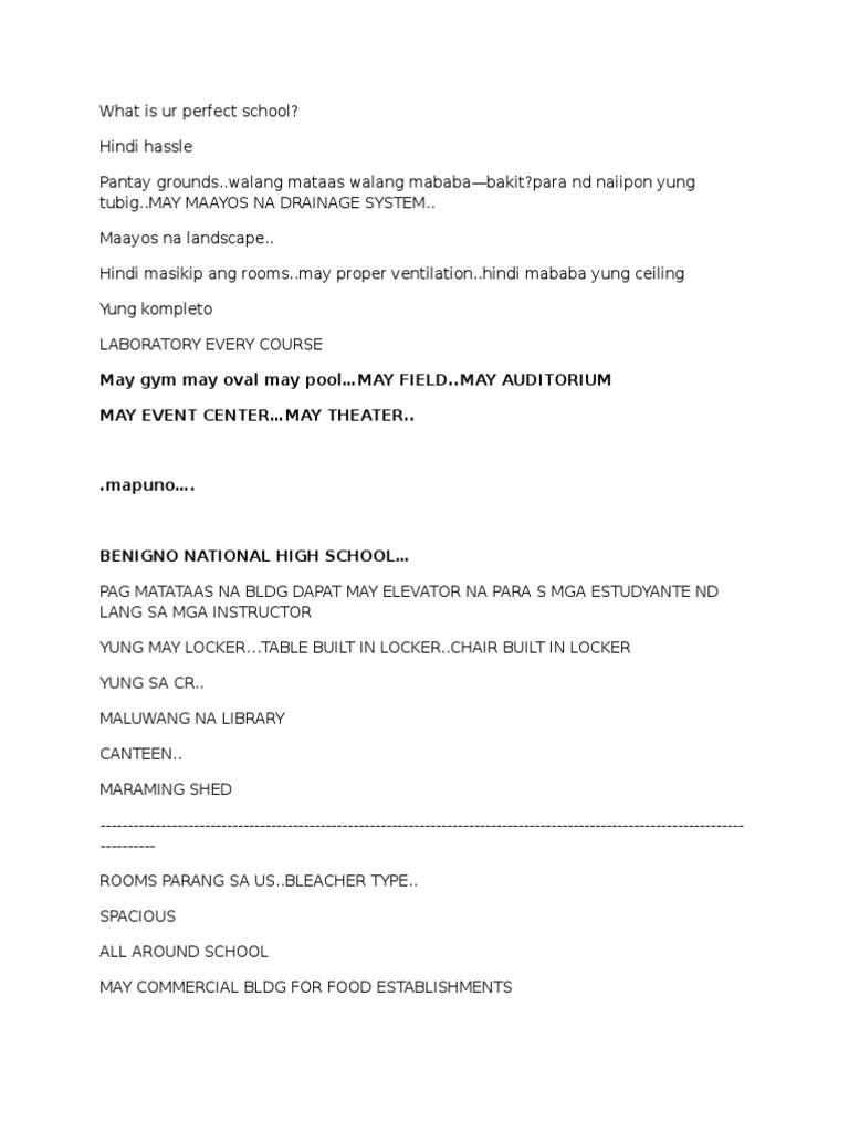 What Is Ur Perfect School | PDF