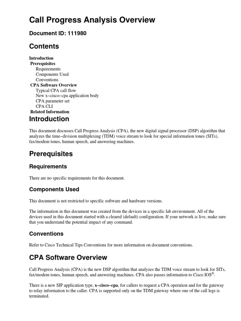 Call Progress Analysis Overview | PDF | Digital Signal Processing ...