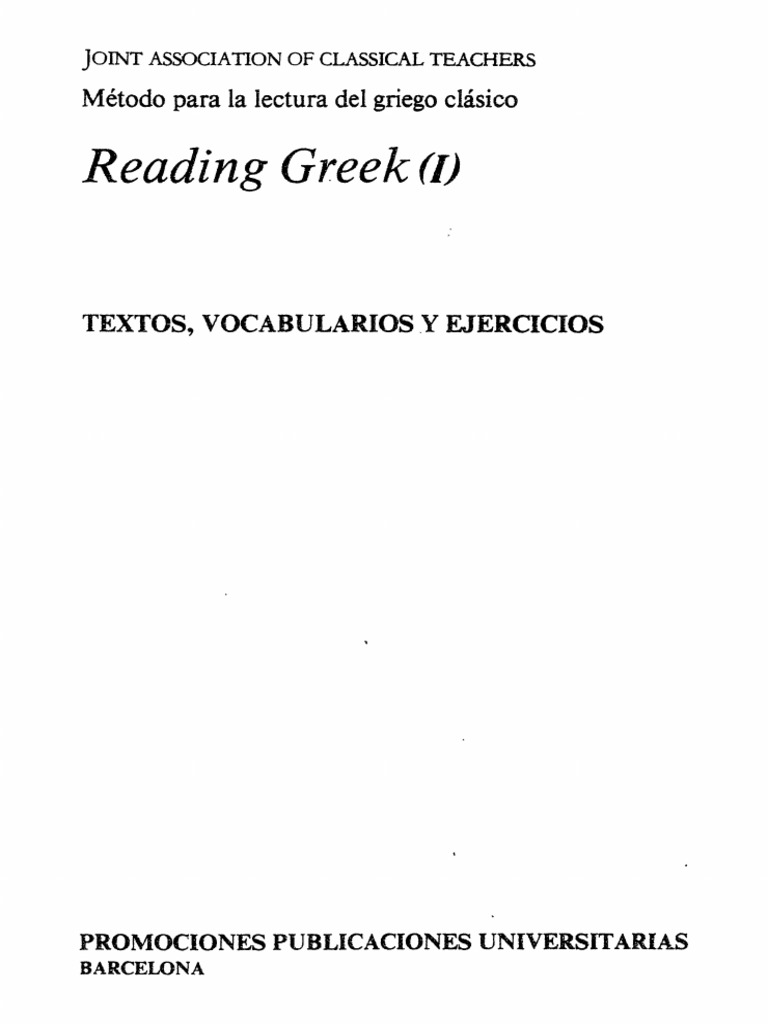 READING GREEK Texto Vocabulario Ejercicios PDF | PDF