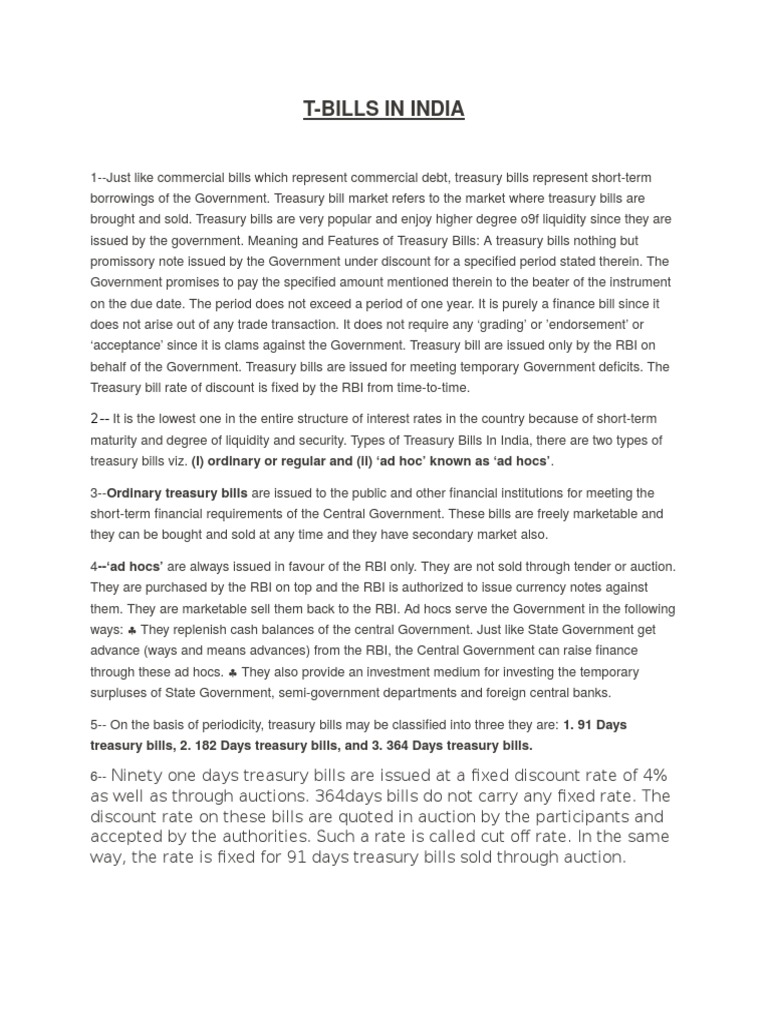 T-Bills in India: Treasury Bills, 2. 182 Days Treasury Bills, and 3 ...