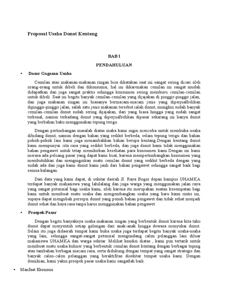 Proposal Usaha Donat Kentang | PDF
