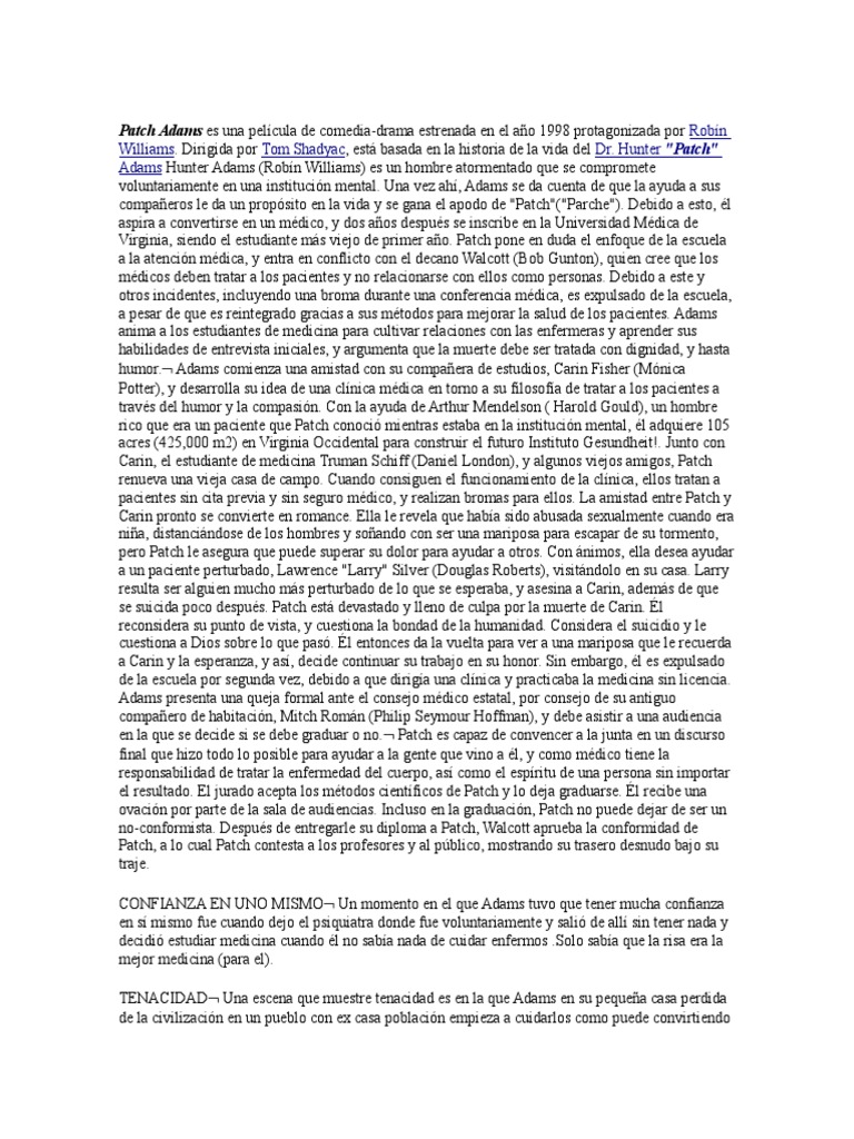 Analisi de La Pelicula Patch Adams | PDF | Humor | Medicina