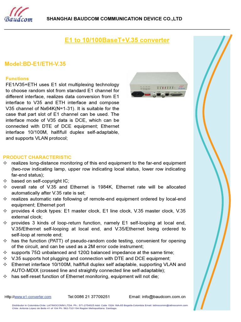 BD E1 ETH v.35 Datasheet | Ethernet | Electrical Connector | Free 30 ...
