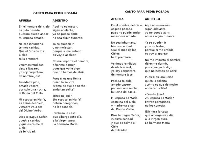 Canto para Pedir Posada: Letra Completa | PDF | Poesía