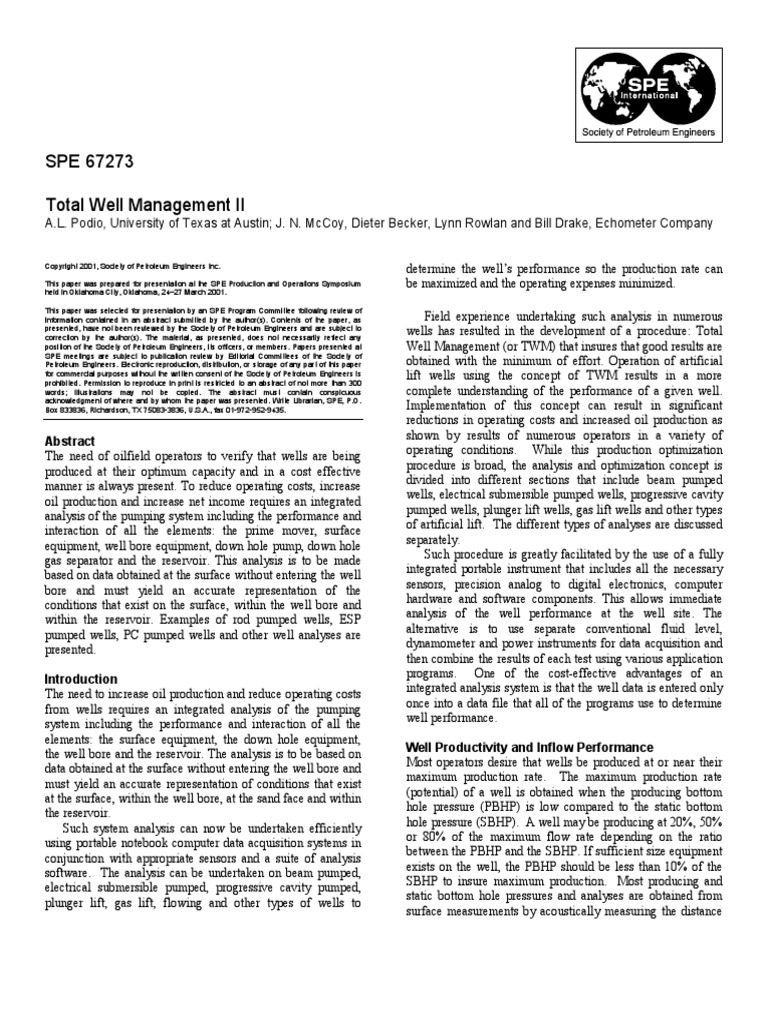 Total Well Management II | Download Free PDF | Casing (Borehole) | Pump