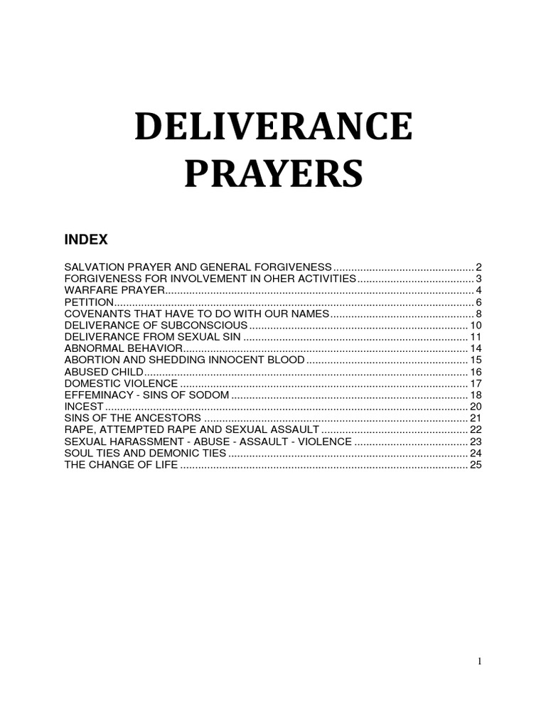 Deliverance prayers.pdf | Sexual Abuse | Sexual Assault