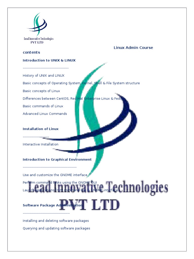 Linux Admin Course: Introduction To UNIX & LINUX | PDF