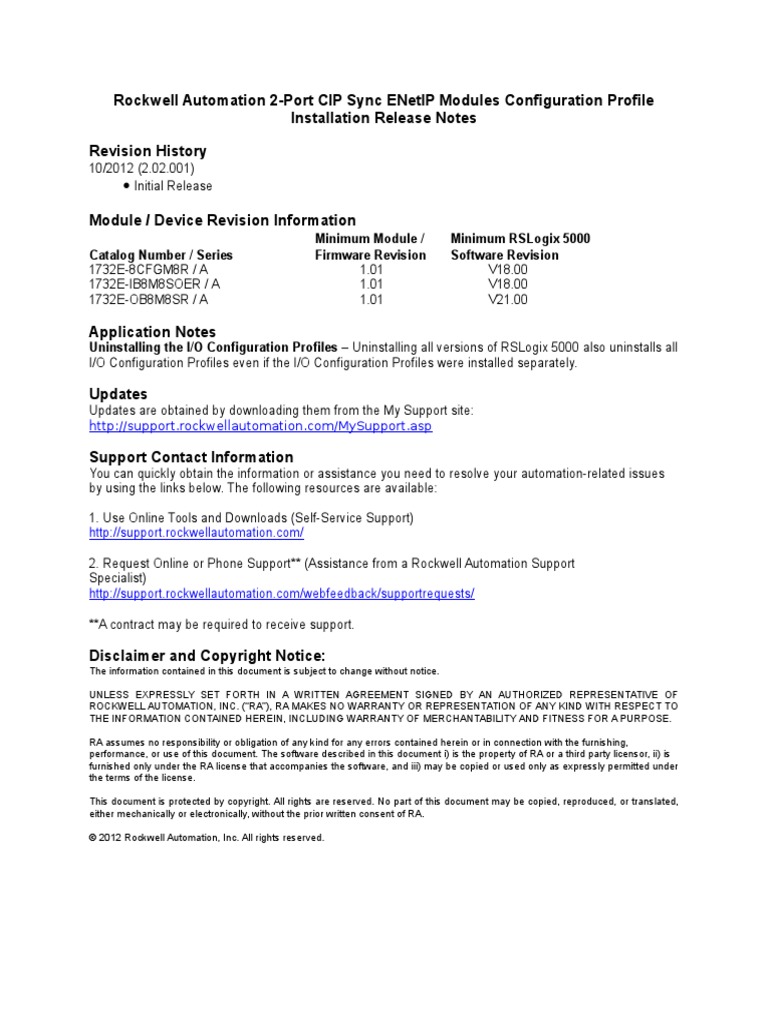 Rockwell Automation 2-Port Cip Sync Enetip Modules Configuration ...
