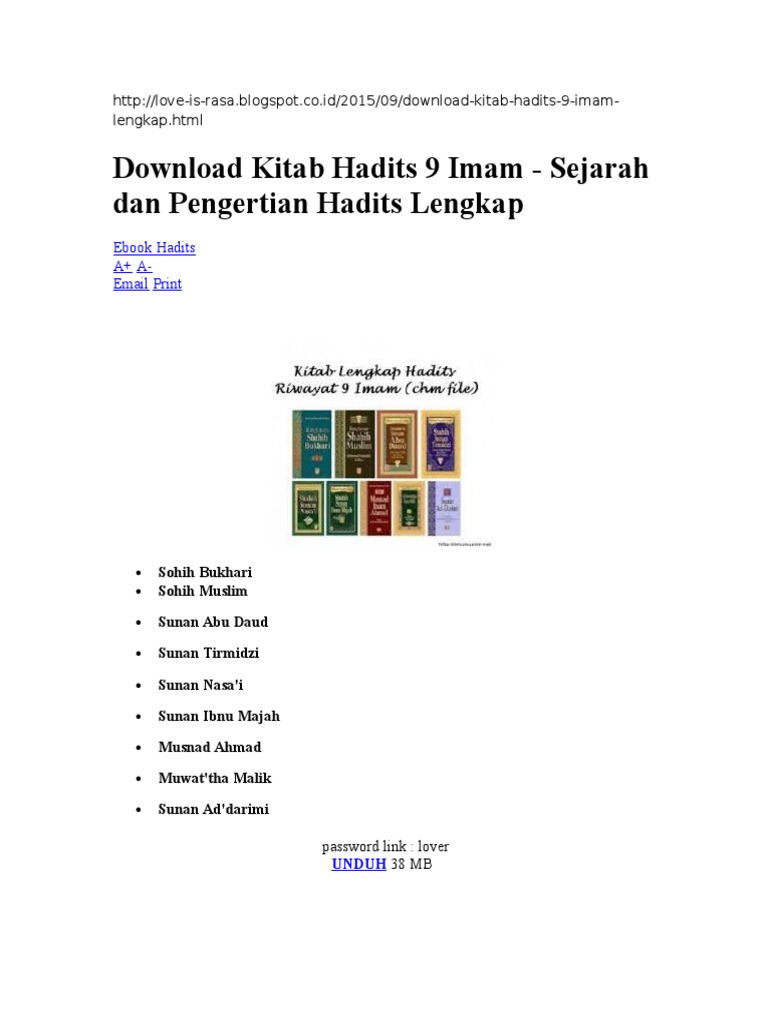 Kitab Hadits 9 Imam | PDF