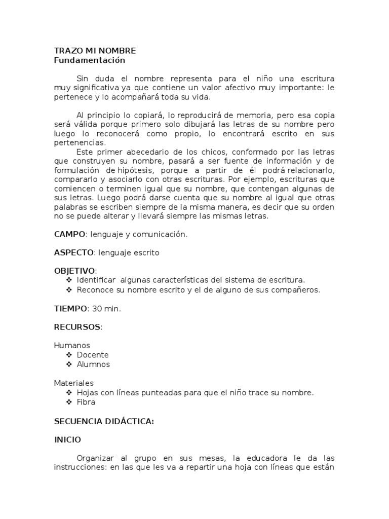 Trazo Mi Nombre | PDF | Escritura | Evaluación