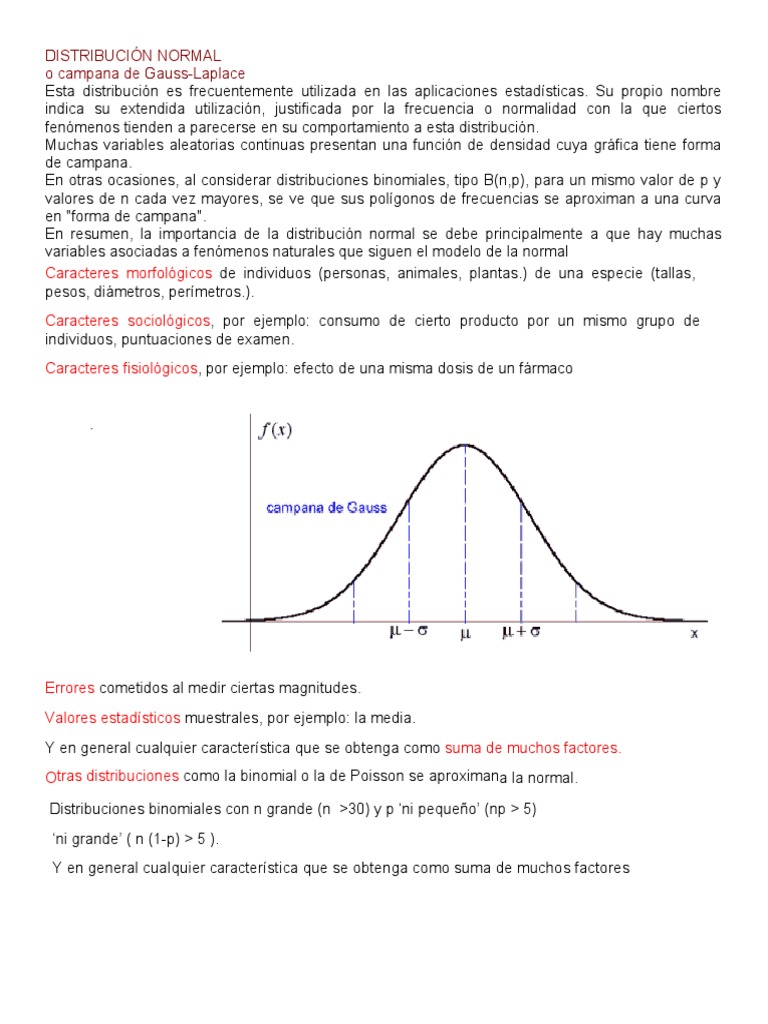 Distribución Normal o campana de Gauss-Laplace: Caracteres morfológicos ...