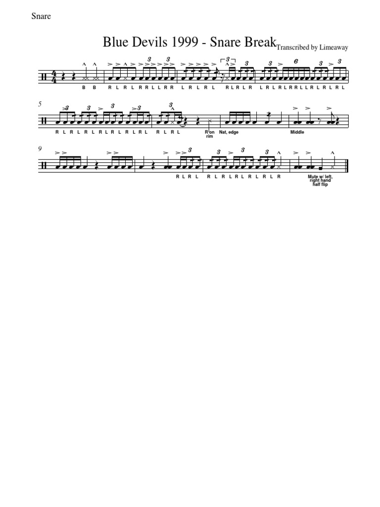 Blue Devils 1999 - Snare Break | PDF