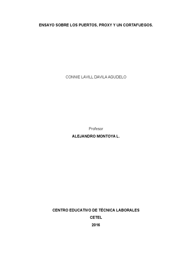Ensayo Sobre Los Puertos, Proxy y Cortafuego. - Connie Davila | PDF ...