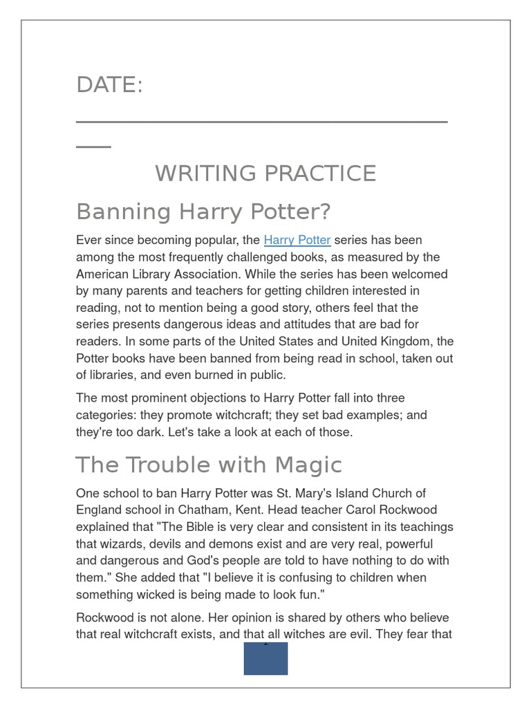 Writing Practice - Letter (Harry Potter Theme) | PDF | Witchcraft ...