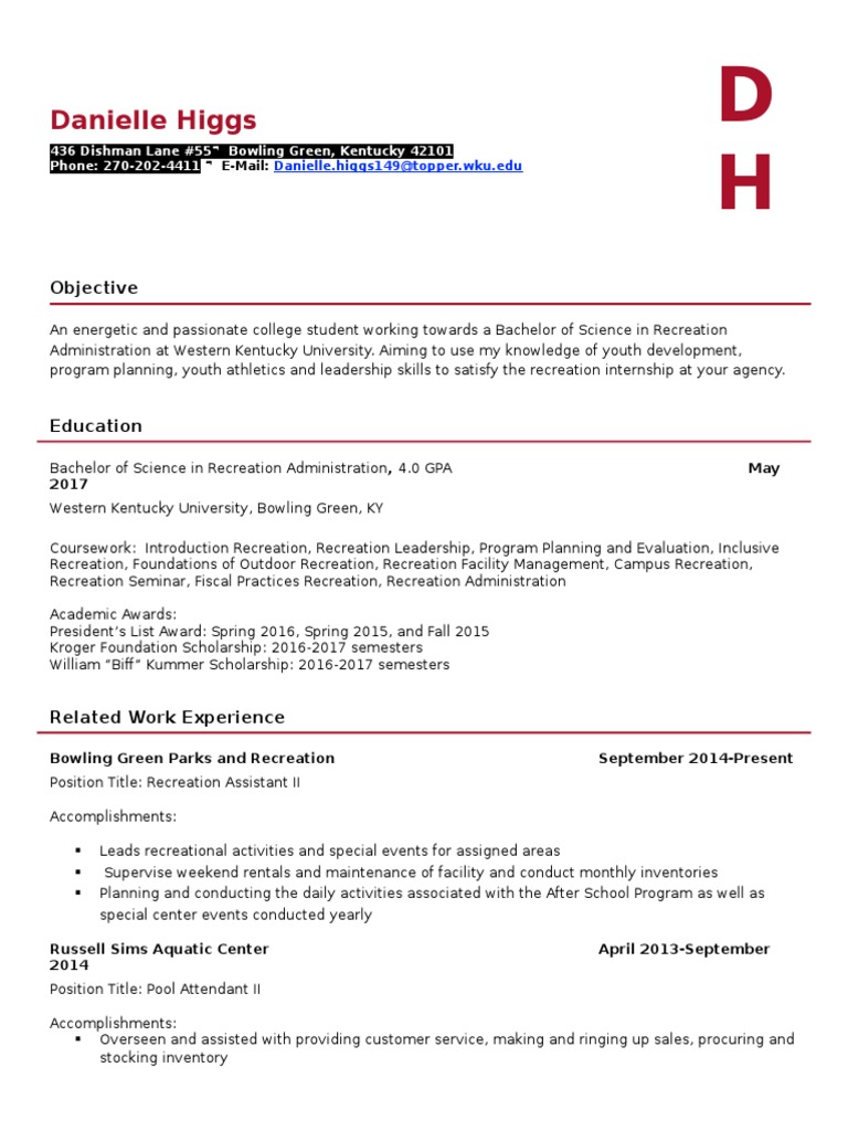 Danielle Higgs: Objective | PDF | University | Further Education