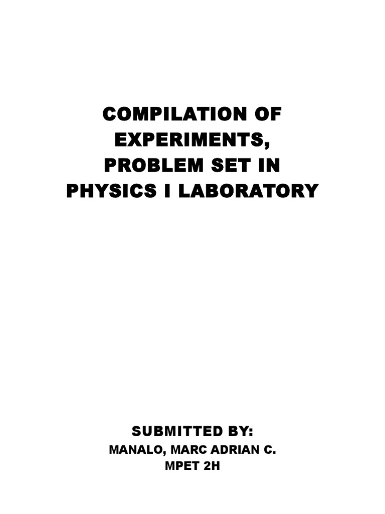 Compilation of Experiments, Problem Set in Physics I Laboratory | PDF
