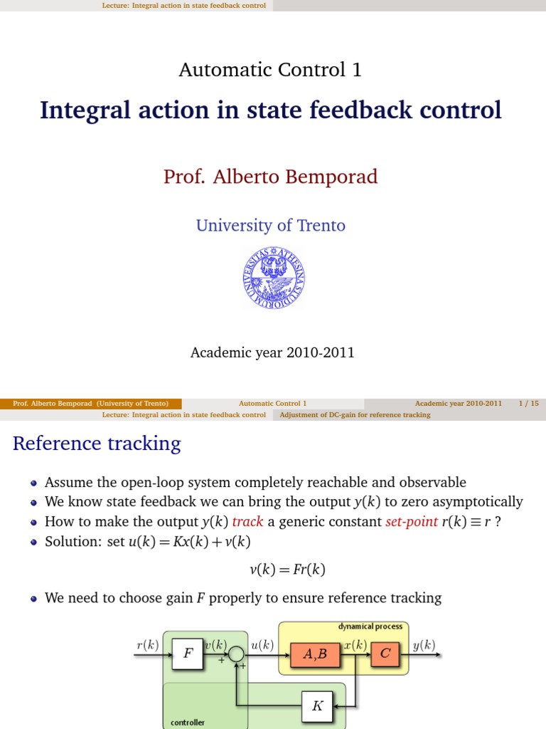08 Integral Action PDF | PDF | Automatic Control | Control Theory