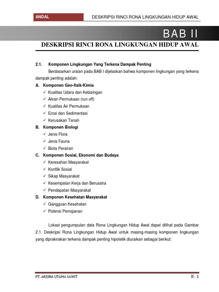 Bab II Deskripsi Rinci Rona Lingkungan Hidup Awal | PDF