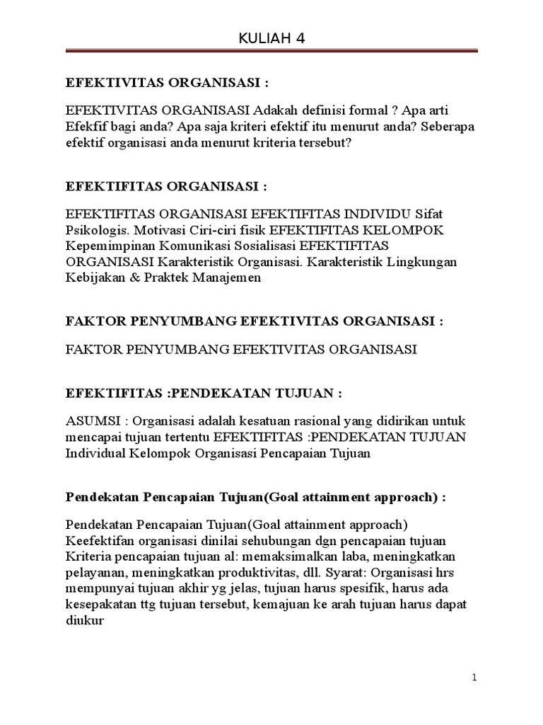Efektivitas Organisasi | PDF