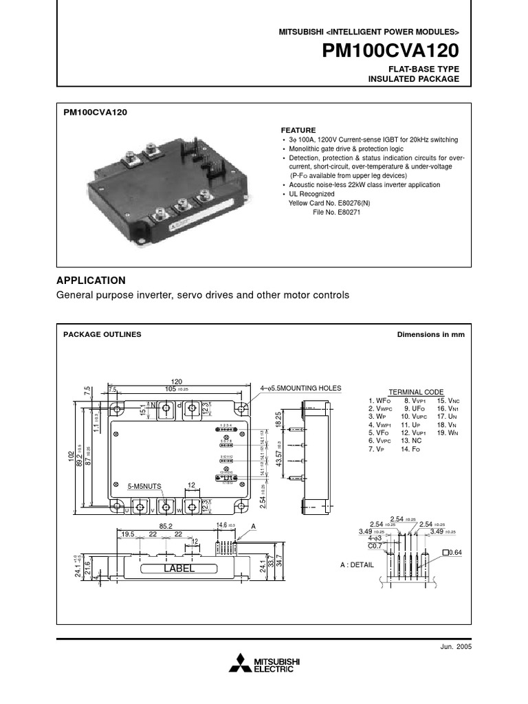 Pm100cva120 - e IGBT PDF | PDF | Power Inverter | Electric Power