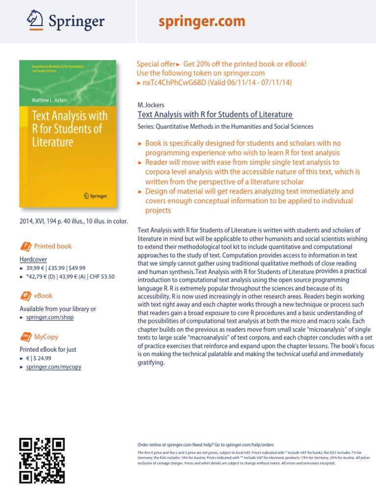 Text Analysis With R For Students of Literature | PDF | Analysis ...