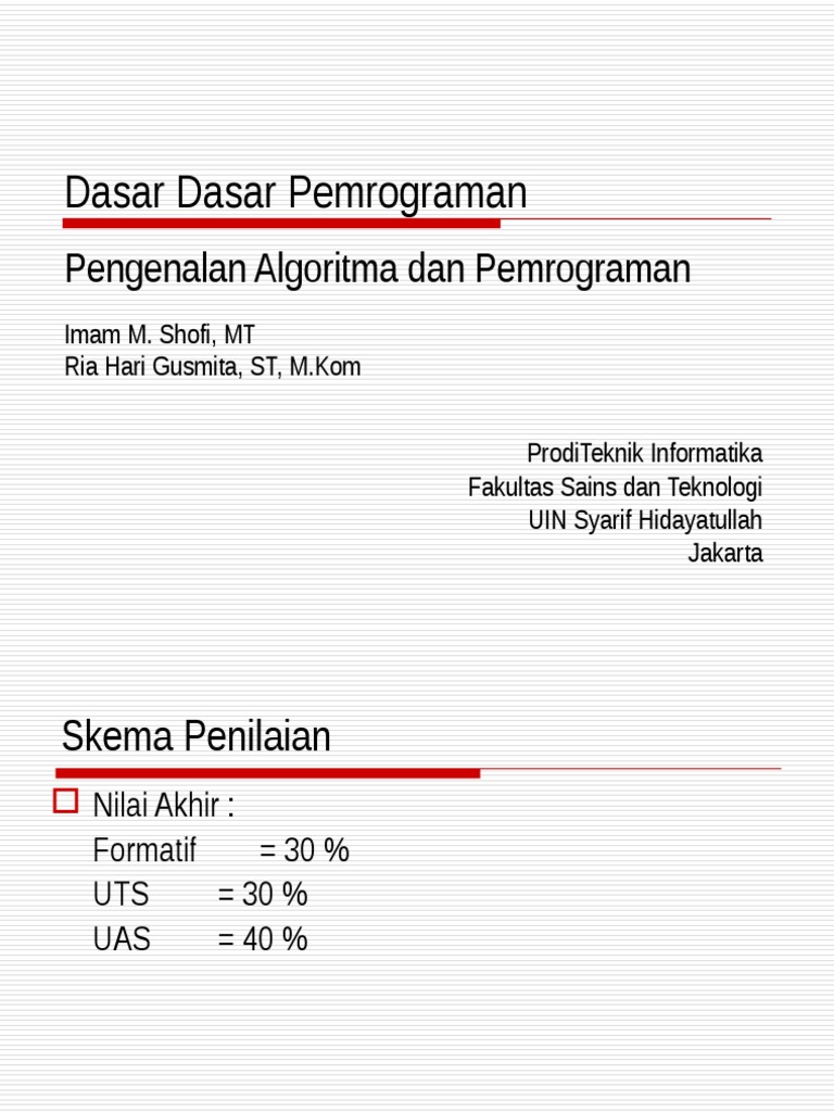 Pengenalan Dasar Dasar Pemograman | PDF