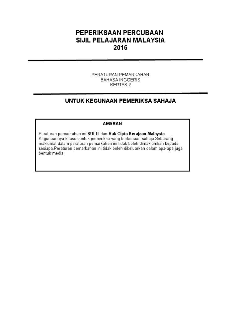 SPM 2016 English Paper 2 Marking Scheme | PDF | Punctuation | Chimpanzee
