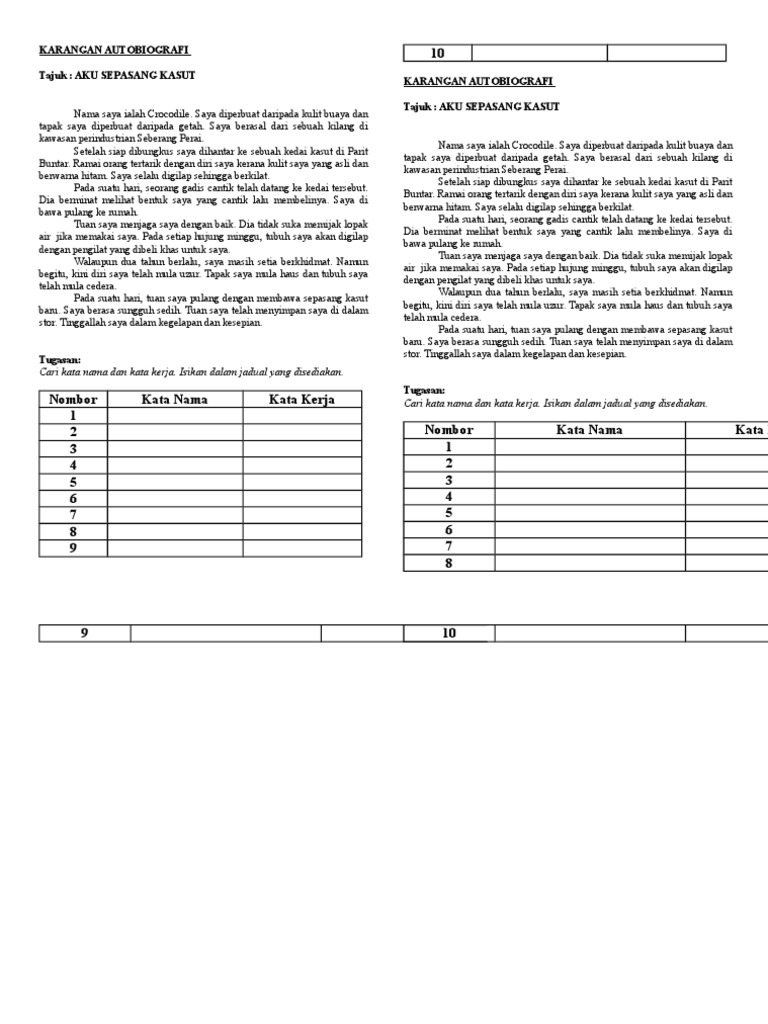 Karangan Autobiografi Aku Sepasang Kasut Pdf