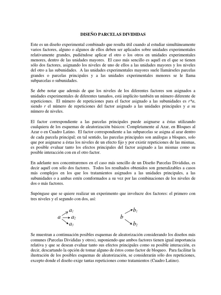 Diseños de Parcelas Divididas PDF | PDF | Diseño de experimentos | Science