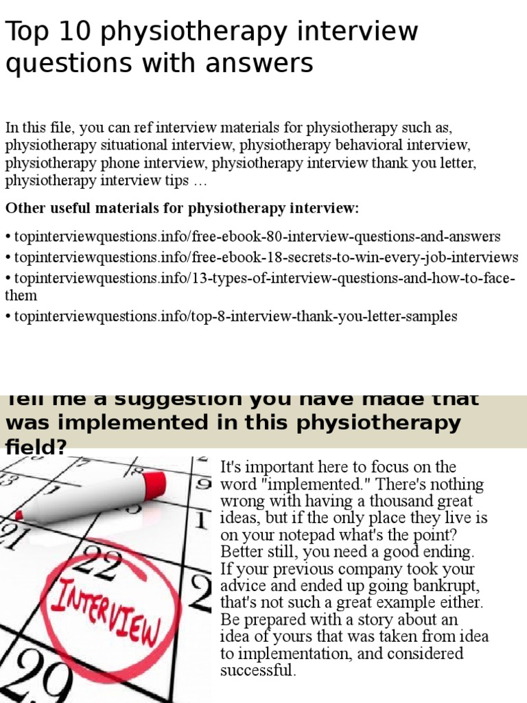 Top 10 Physiotherapy Interview Questions With Answers | PDF | Job ...