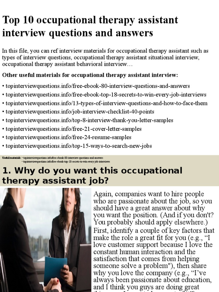 Top 10 Occupational Therapy Assistant Interview Questions and Answers ...
