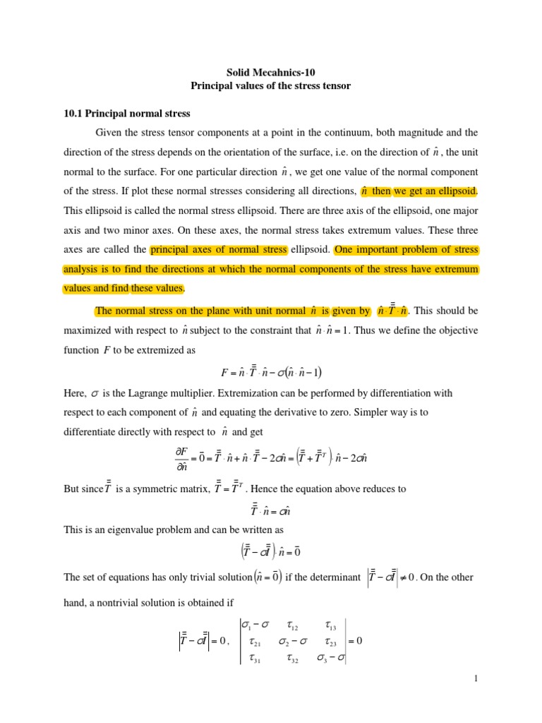 Solid Mechanics-10 PDF | PDF | Eigenvalues And Eigenvectors | Stress ...