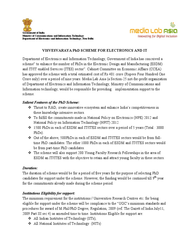 Visvesvaraya PHD Scheme | PDF | Doctor Of Philosophy | Doctorate