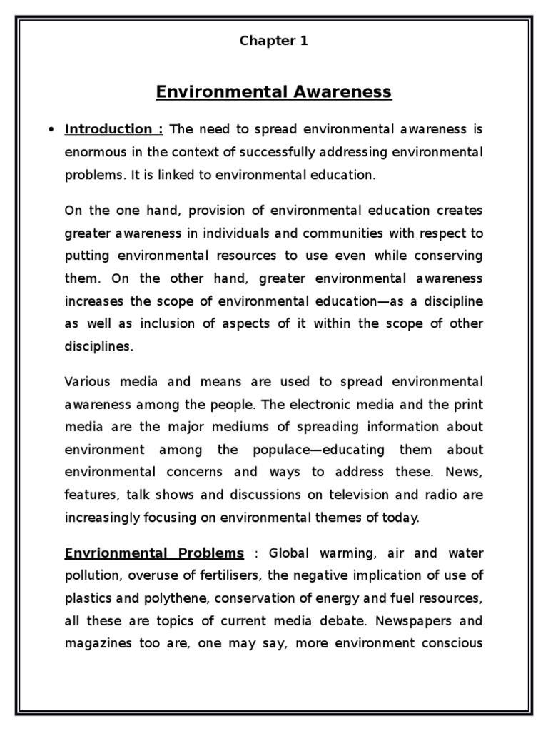Environmental Awareness | PDF | Environmentalism | Awareness