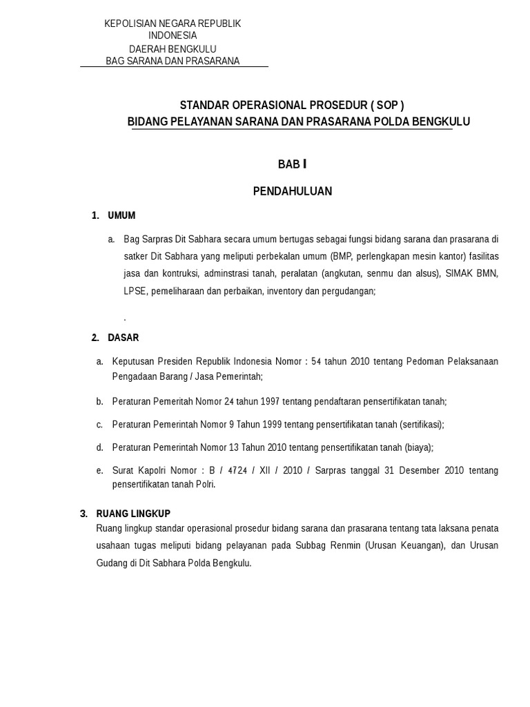Sop Matlog Polda Bengkulu Dit Sabhara | PDF