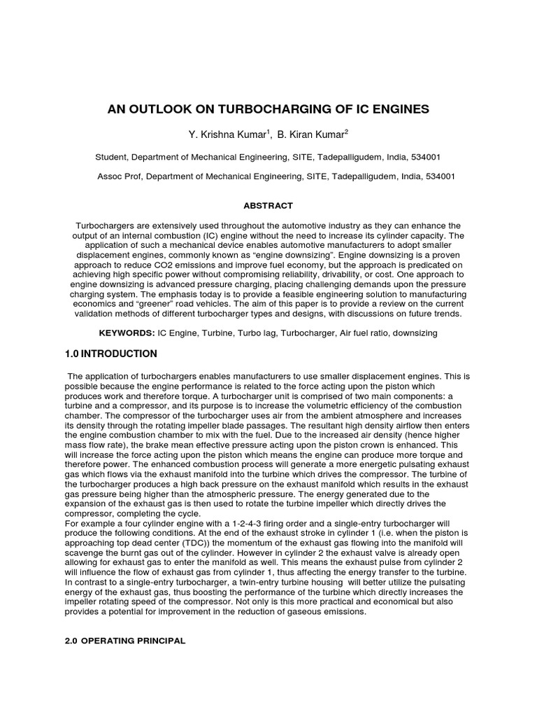 Turbocharging of Ic Engines | PDF | Turbocharger | Internal Combustion ...